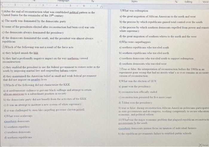 Styles Editing Voice 2.4 5 6 7 1)After the end of | Chegg.com