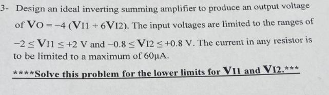 Solved Design an ideal inverting summing amplifier to | Chegg.com