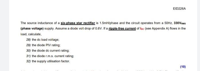 Solved EID226A The source Inductance of a six-phase star | Chegg.com