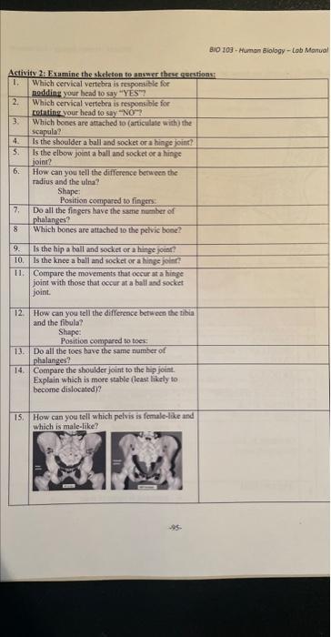 Solved Bio 103 - Human Eiology - Lob Manual Activity 2i | Chegg.com