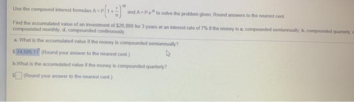 Solved Use the compound interest formulas Apl and A-P" to | Chegg.com