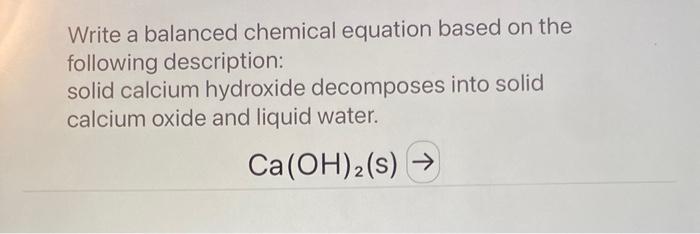Solved Write a balanced chemical equation based on the | Chegg.com