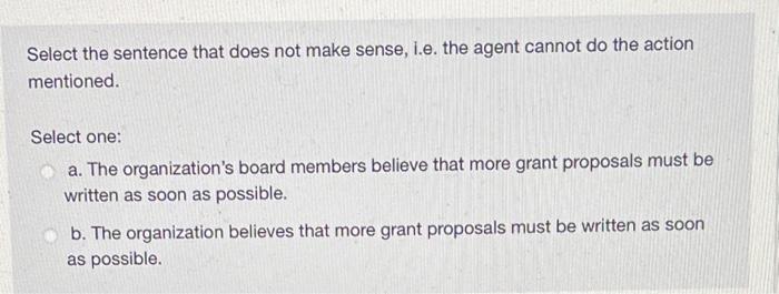Solved select the sentence that does not make sense, i.e the | Chegg.com
