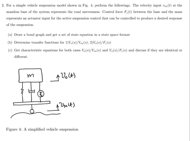 For a simple vehicle suspension model shown in Fig. | Chegg.com