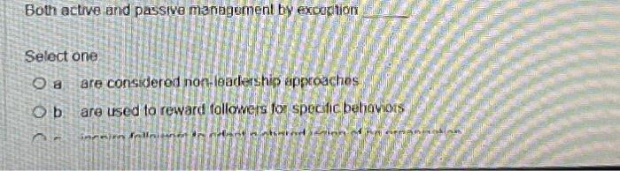 Solved Both active and passive management by exception | Chegg.com