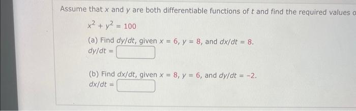 Solved Assume That X And Y Are Both Differentiable Functions