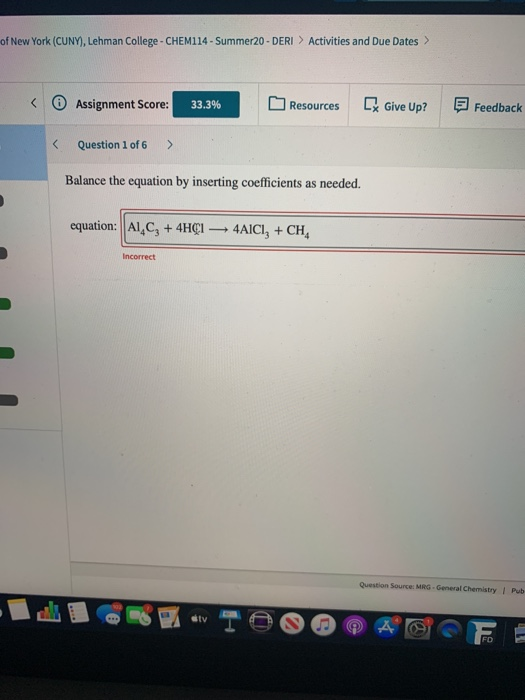 Solved 33.3% Resources Assignment Score: Feedback [ Give Up? | Chegg.com