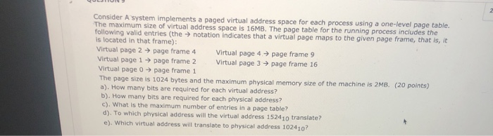 Solved Consider A system implements a paged virtual address | Chegg.com