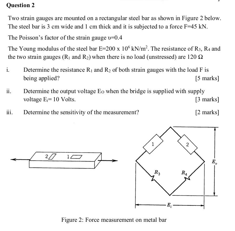 Solved Two strain gauges are mounted on a rectangular steel | Chegg.com