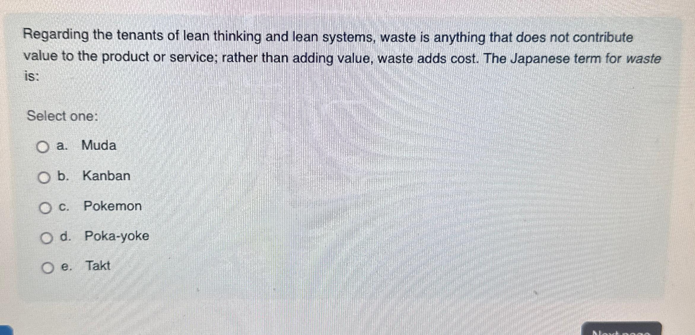 Solved Regarding the tenants of lean thinking and lean | Chegg.com
