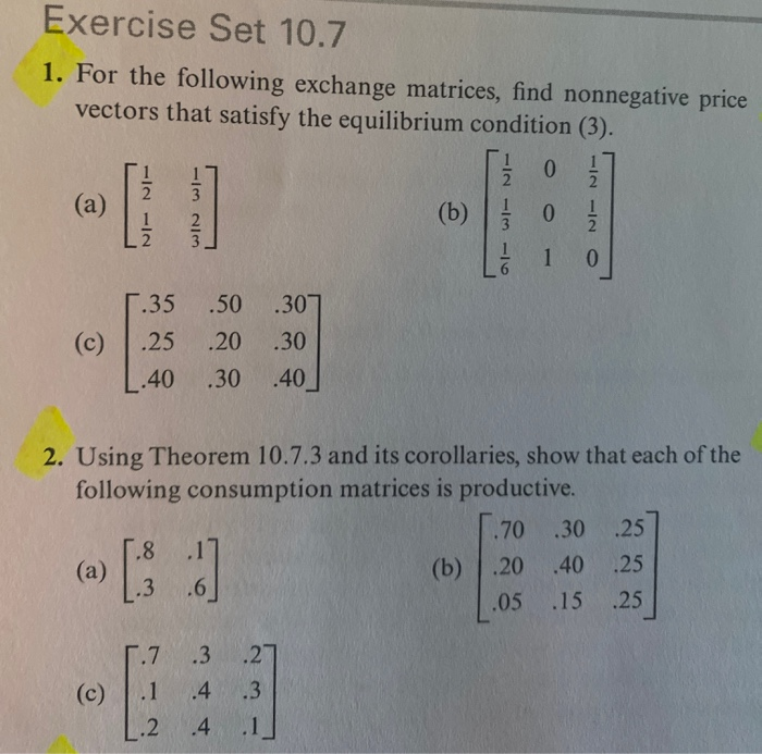Solved THEOREM 10.7.3 Productive Consumption Matrix A | Chegg.com