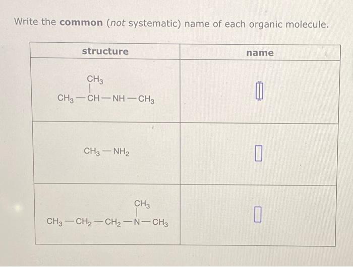 Solved Write the common (not systematic) name of each | Chegg.com