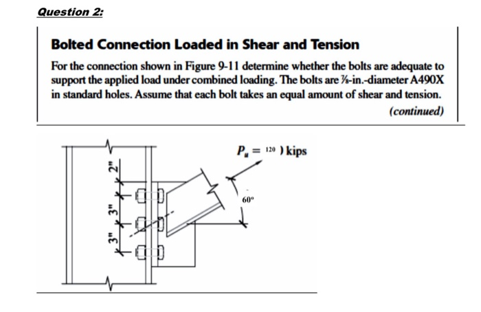 Solved Question 2: Bolted Connection Loaded in Shear and | Chegg.com