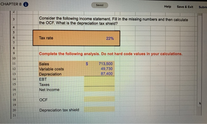 Solved CHAPTER 8 0 Saved Help Save & Exit Subm Consider the | Chegg.com