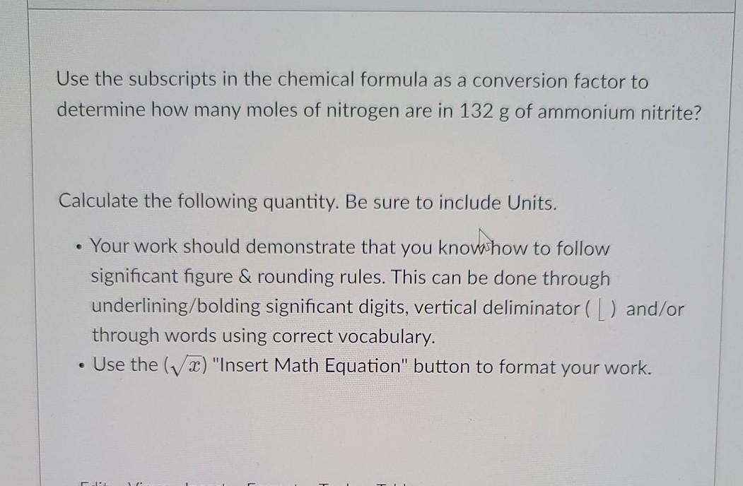 Solved Use the subscripts in the chemical formula as a | Chegg.com