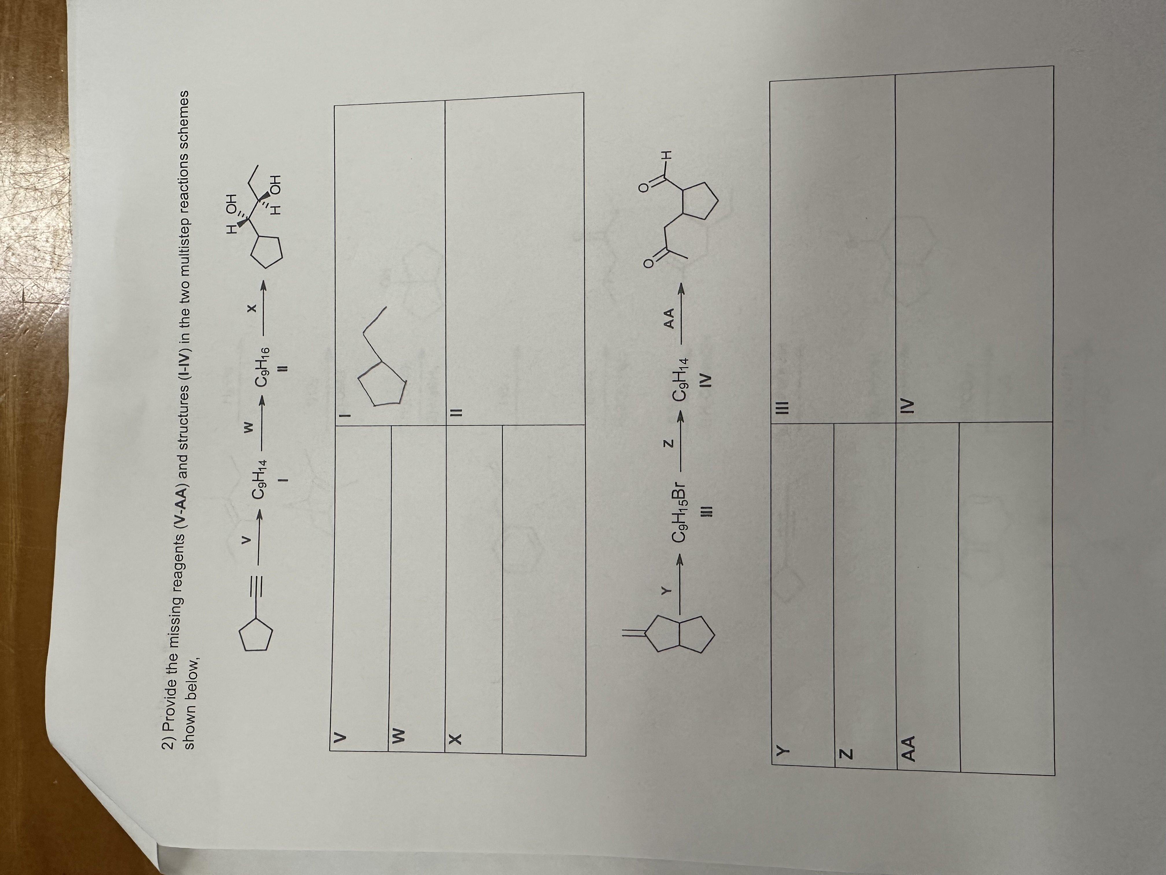 Solved 2) ﻿Provide the missing reagents (V-AA) ﻿and | Chegg.com