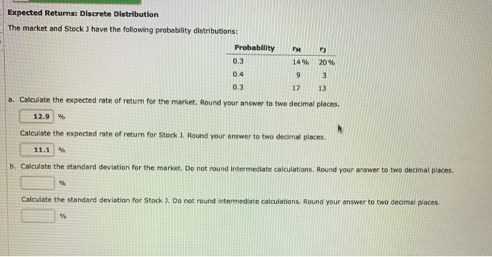 Solved Expected Returns: Discrete Distribution The market | Chegg.com