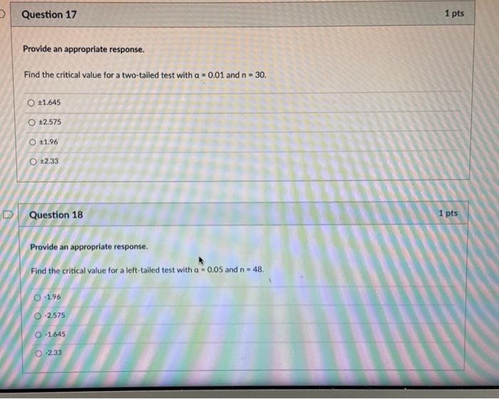 Solved Provide an appropriate response. Find the critical | Chegg.com