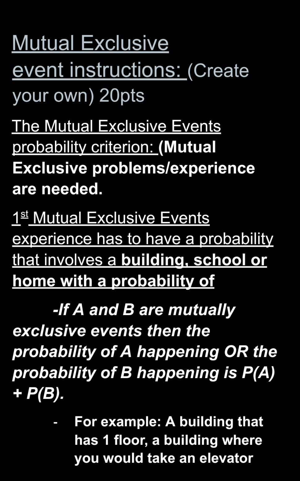 Solved Mutual Exclusive event instructions: (Create your | Chegg.com