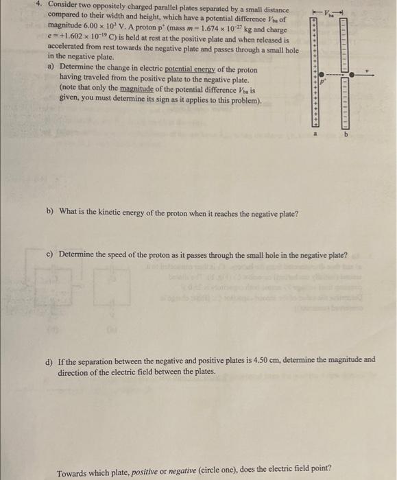 Solved LILL 4. Consider two oppositely charged parallel | Chegg.com