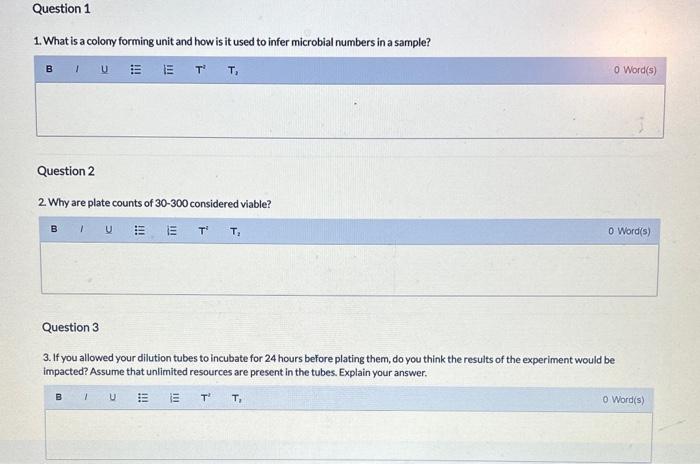 Solved 1. What is a colony forming unit and how is it used | Chegg.com