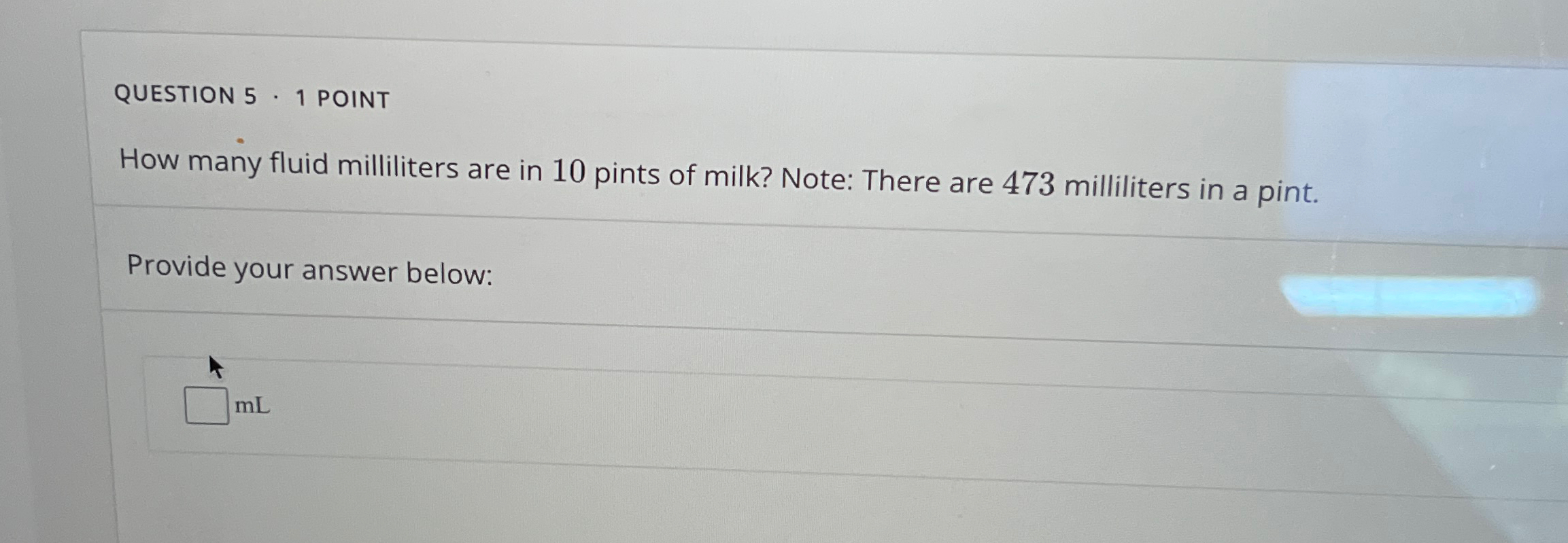 Solved QUESTION 5 - 1 ﻿POINTHow many fluid milliliters are | Chegg.com