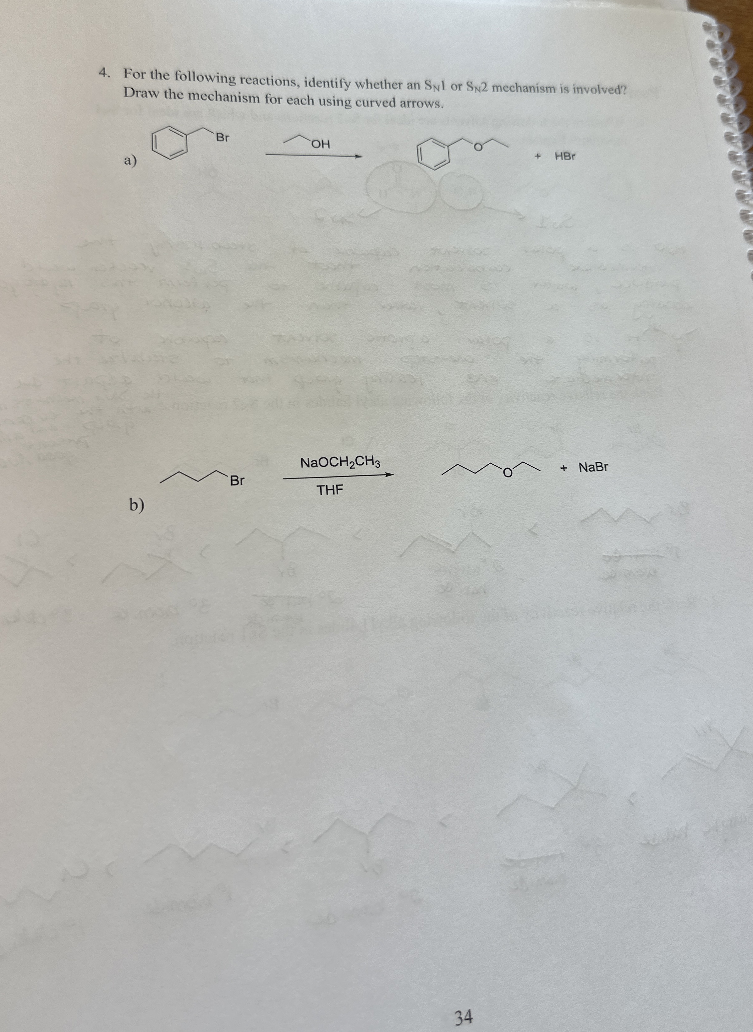 For the following reactions, identify whether an SN1 | Chegg.com