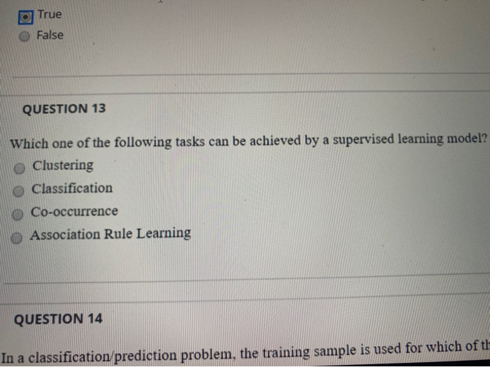 Solved True False QUESTION 13 Which one of the following | Chegg.com