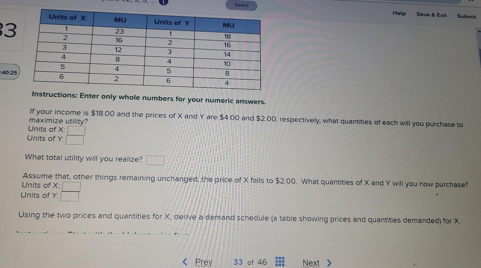 Solved Instructions: Enter only whole numbers for your | Chegg.com