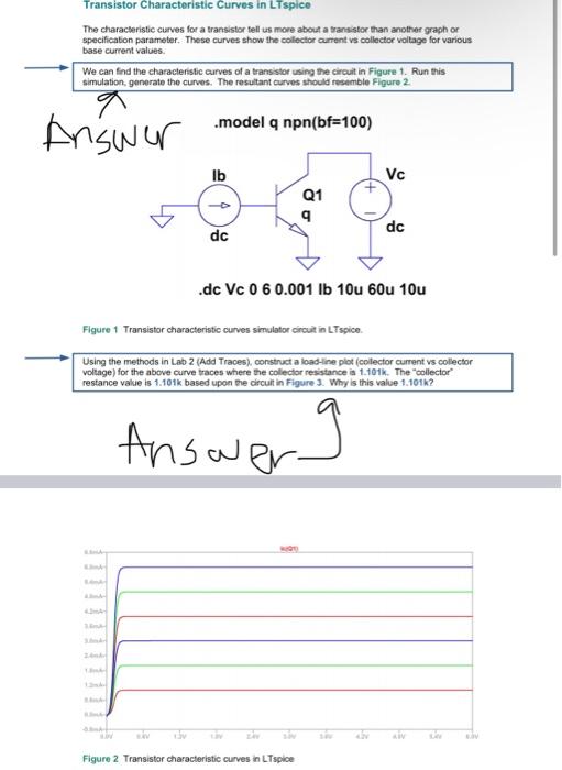 Solved Transistor Characteristic Curves in LTspice The | Chegg.com