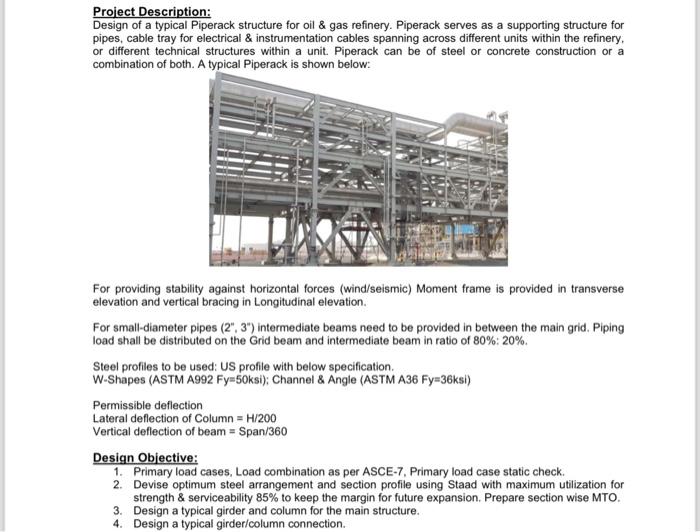 Solved Project Description: Design of a typical Piperack | Chegg.com