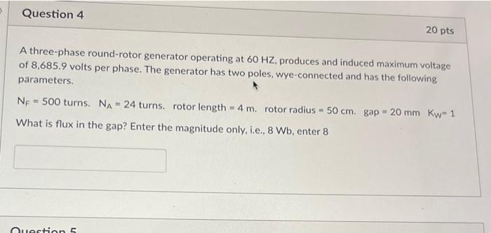 Solved A three-phase round-rotor generator operating at | Chegg.com