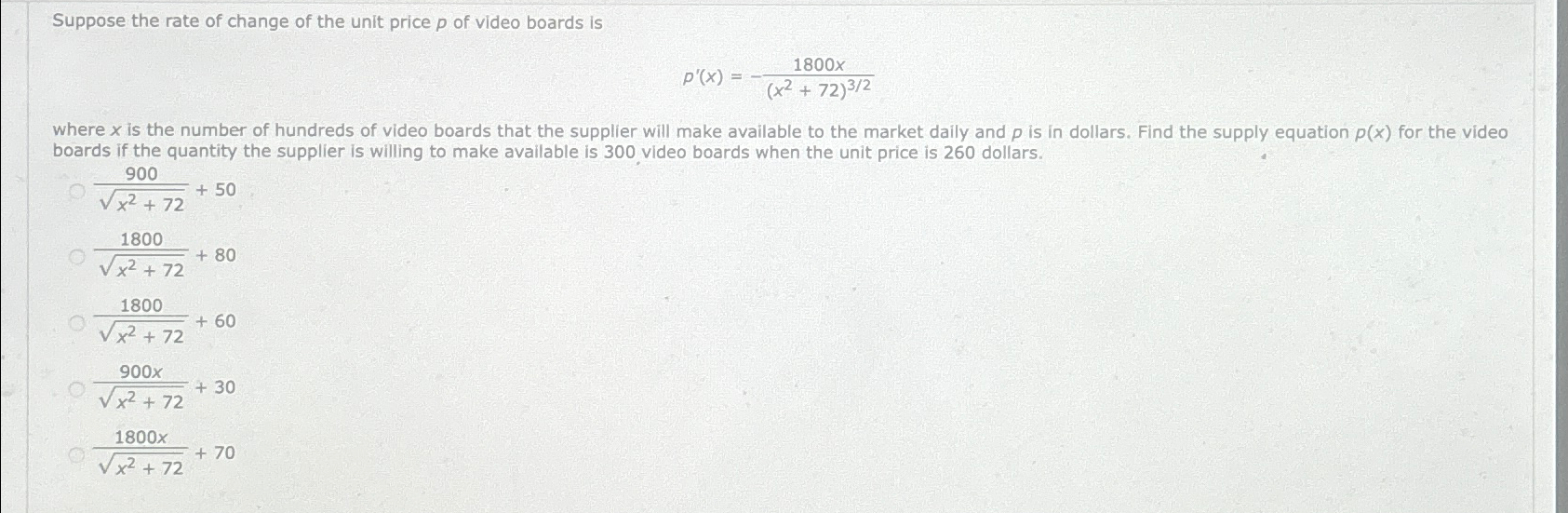 Solved 5b Suppose the rate of change of the unit price p ﻿of | Chegg.com