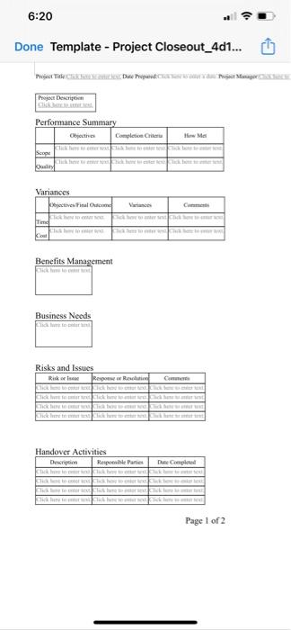 Solved Write a Closeout Report using the attached template | Chegg.com