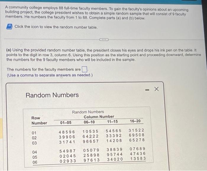 Solved A community college employs 88 full-time faculty | Chegg.com