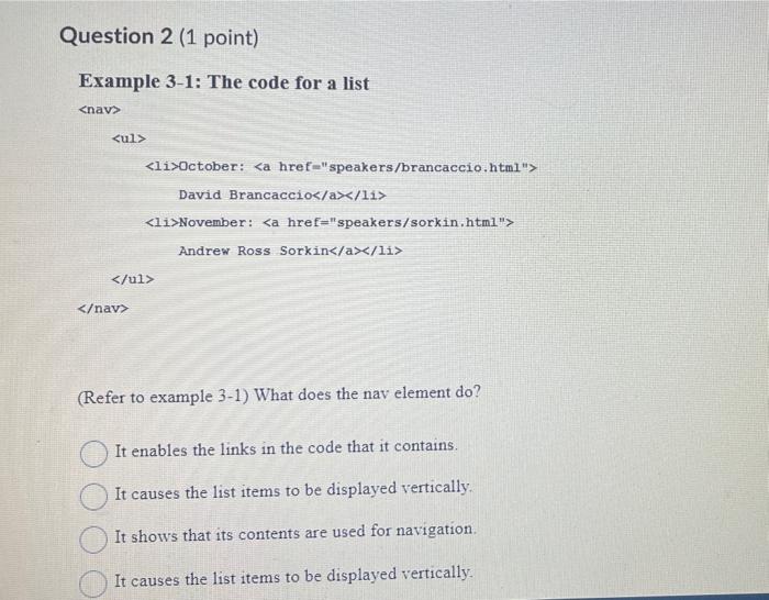 Solved Example 3-1: The code for a list nav (Refer to | Chegg.com