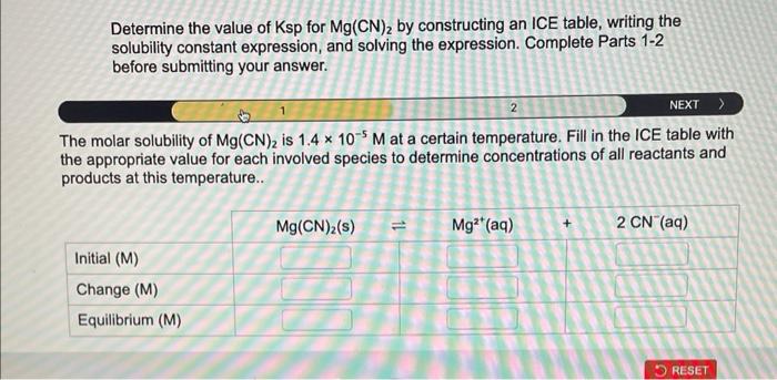 Solved Determine the value of Ksp for Mg(CN)2 by | Chegg.com
