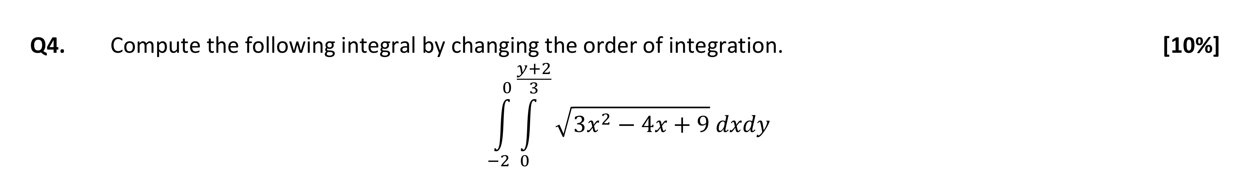 Solved Q4. ﻿Compute the following integral by changing the | Chegg.com