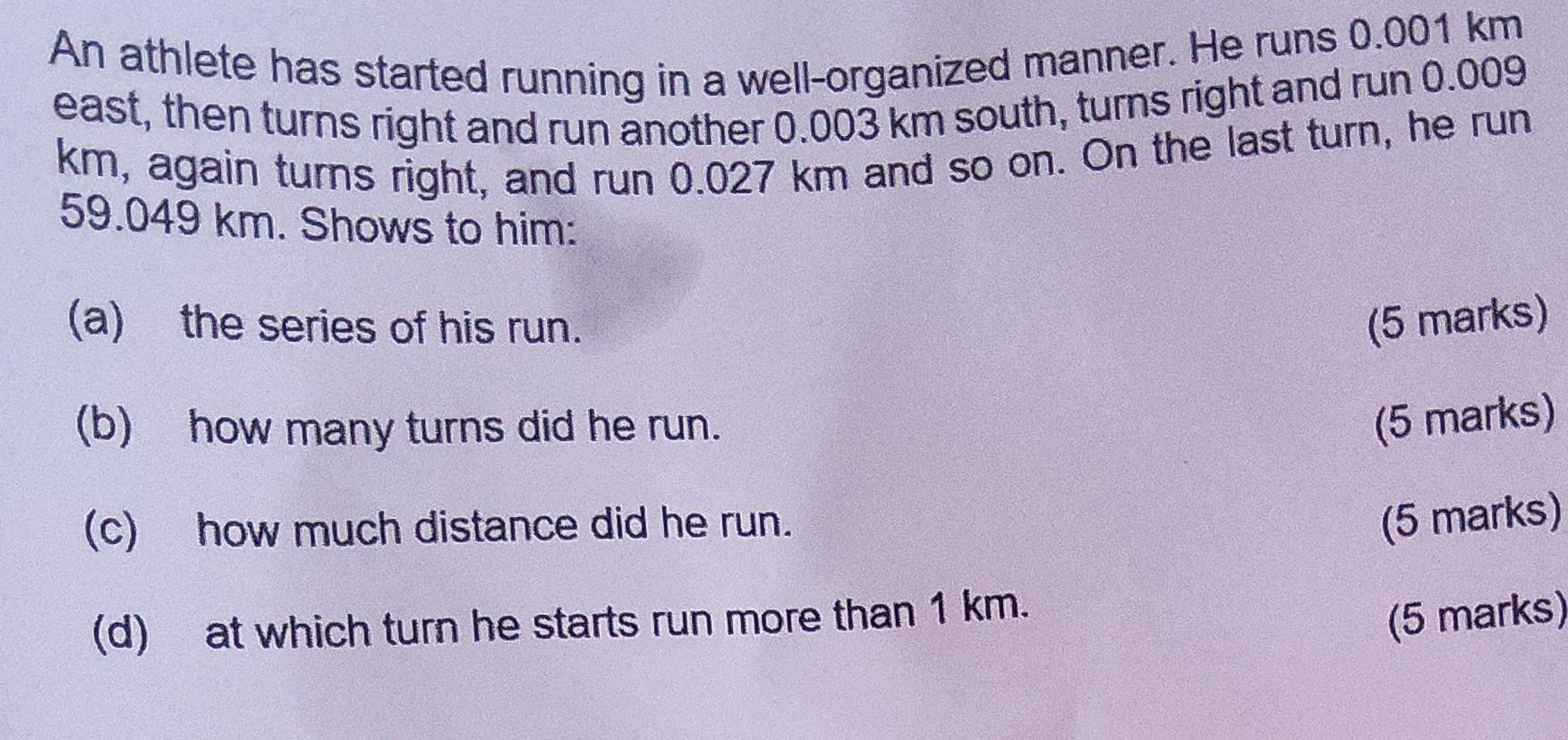 An athlete has started running in a well-organized | Chegg.com