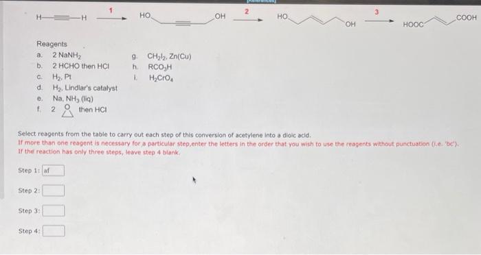 Solved 2 HO HH OH но. COOH OH HOOC Reagents a. 2 NaNH2 b. 2 | Chegg.com