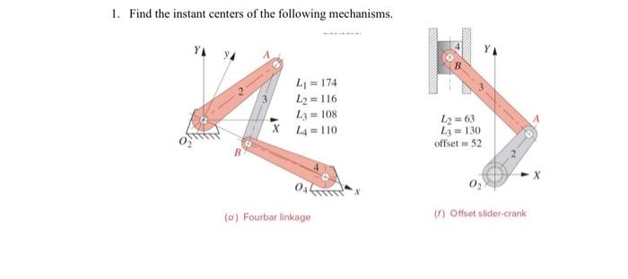 Solved 1. Find the instant centers of the following | Chegg.com