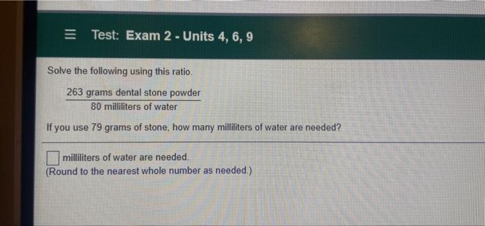 Solved = Test: Exam 2 - Units 4, 6, 9 Solve the following | Chegg.com