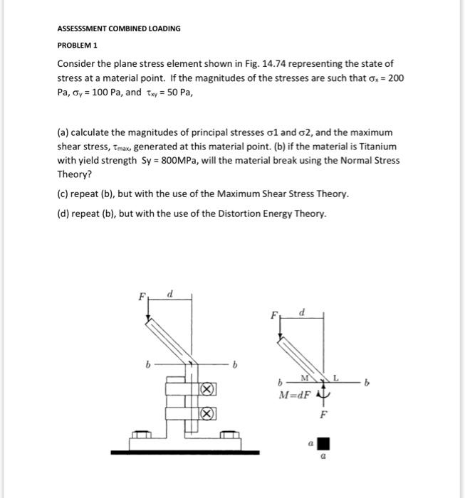 Solved ASSESSSMENT COMBINED LOADING PROBLEM 1 Consider the | Chegg.com