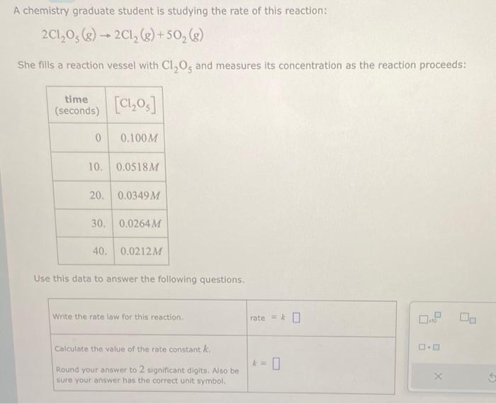 Solved A chemistry graduate student is studying the rate of | Chegg.com