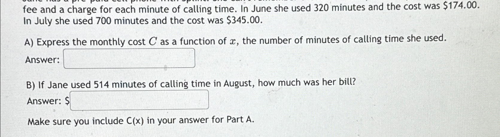 Solved fee and a charge for each minute of calling time. In | Chegg.com