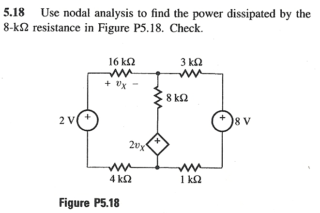 Use nodal analysis to find the power dissipated by | Chegg.com