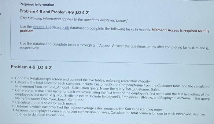 Required information Problem 4-8 and Problem 4-9 (LO | Chegg.com
