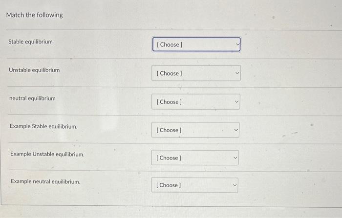 Solved Match the following Stable equilibrium Unstable | Chegg.com