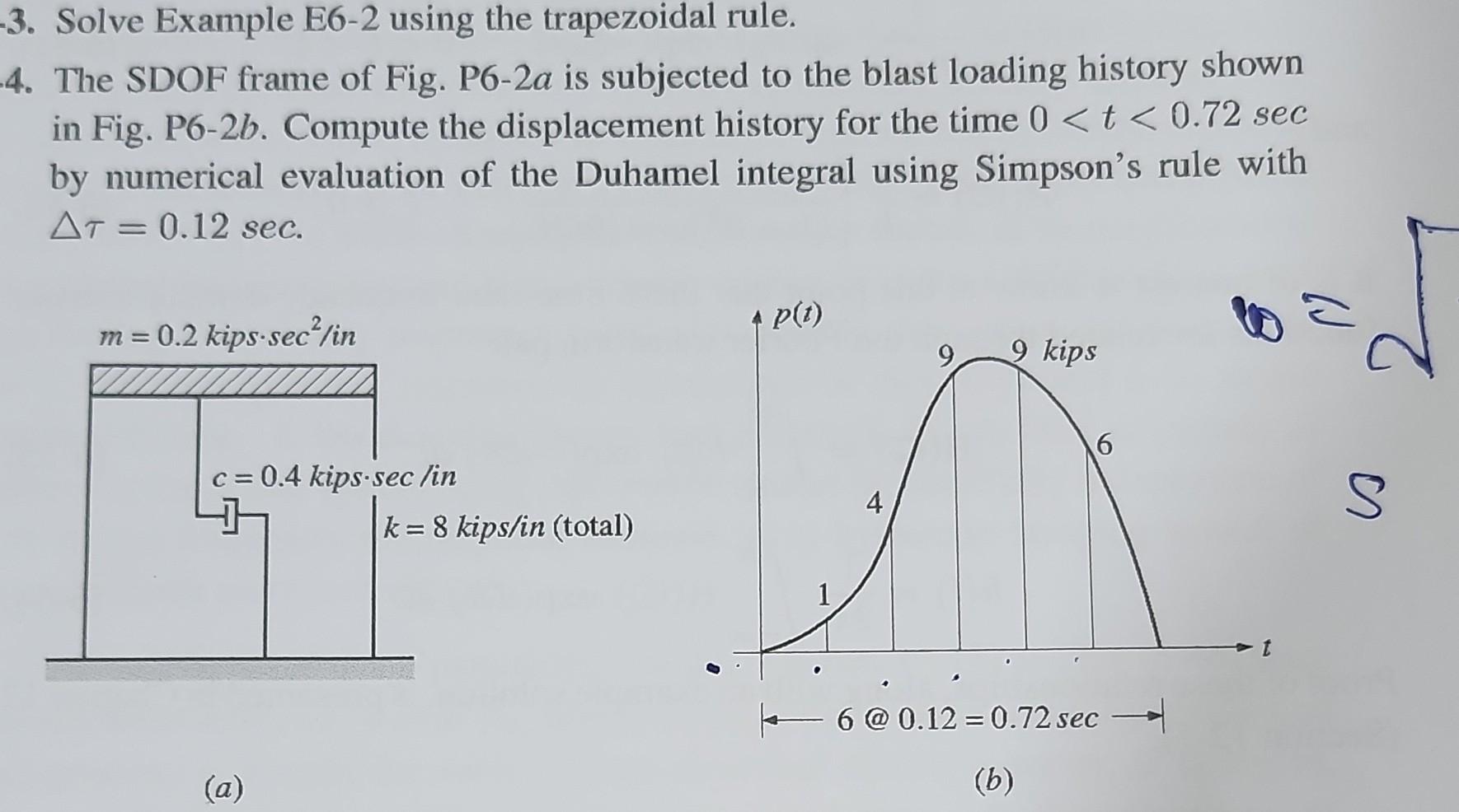 Solved 3. Solve Example E6-2 using the trapezoidal rule. 4. | Chegg.com