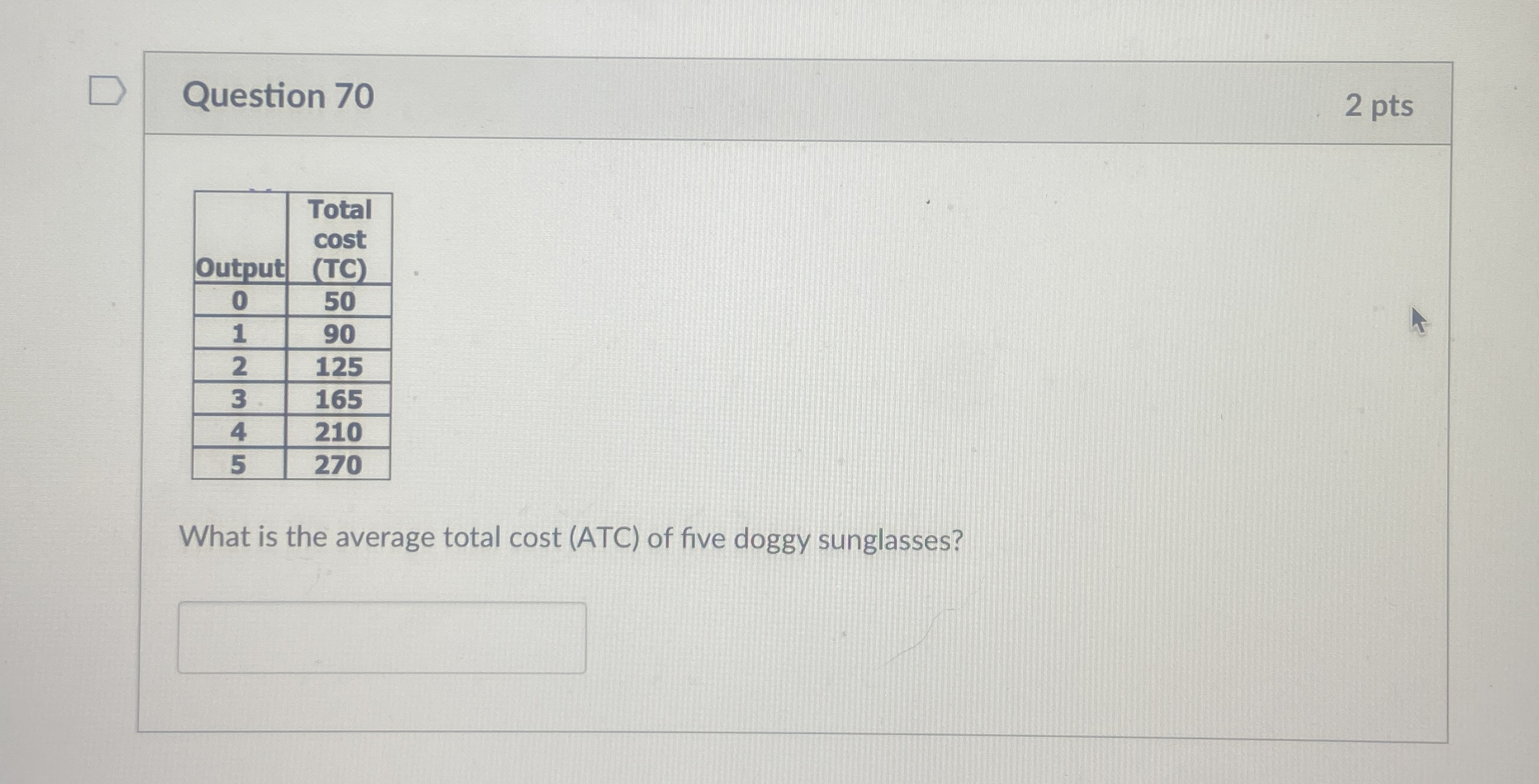 Solved Question 70What is the average total cost (ATC) ﻿of | Chegg.com